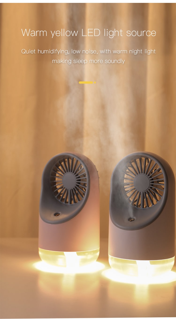 Multifunctional humidifying fan USB mini spray fan with LED night light