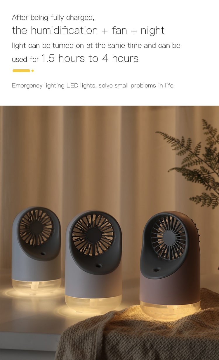 Multifunctional humidifying fan USB mini spray fan with LED night light
